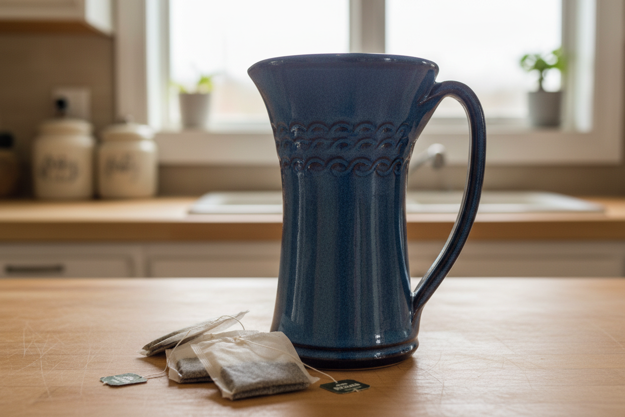 Coffee mug 12 ounces handmade with scroll design. Pottery tea cup ...